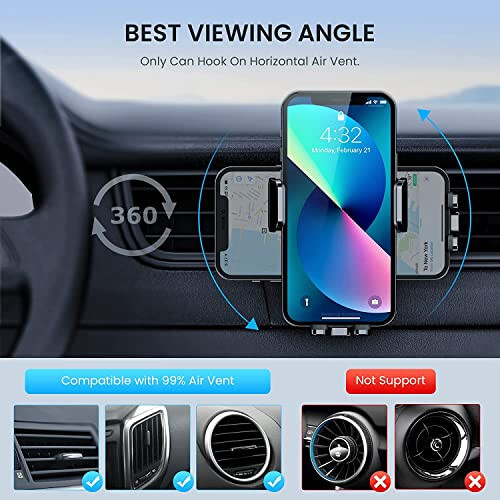 CINDRO Car Vent Phone Mount for Car [Military-Grade Hook Clip] Phone ...